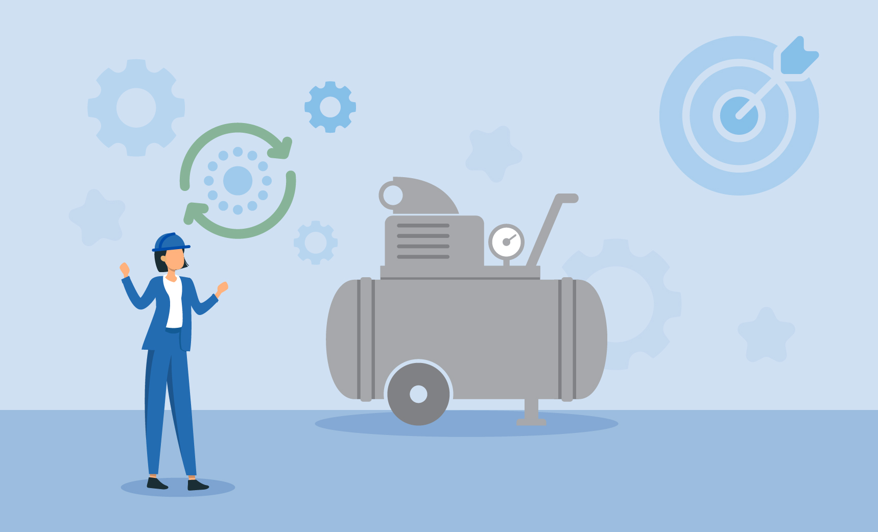 Basic components of a piston air compressor